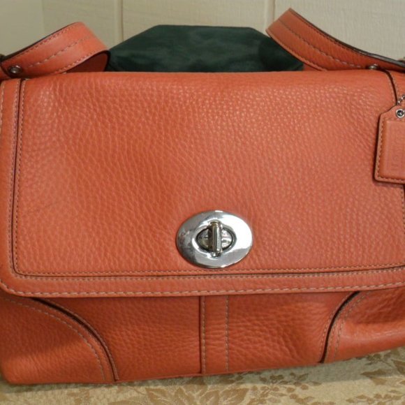 Coach | Bags | Coach Coral Red Pebble Leather Crossbody Handbag | Poshmark